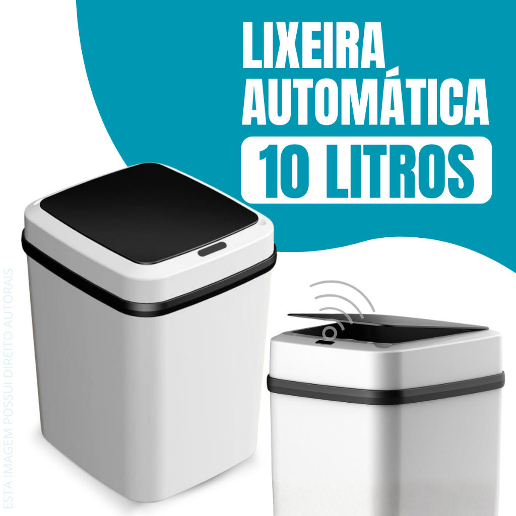 Lixeira Automática 10L Inteligente com sensor Banheiro, Cozinha, Quarto ...