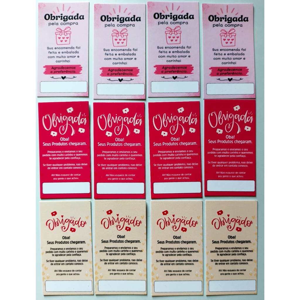 200 Cartões de Agradecimento 5x9cm Papel Couchet 300g – Qualidade ...