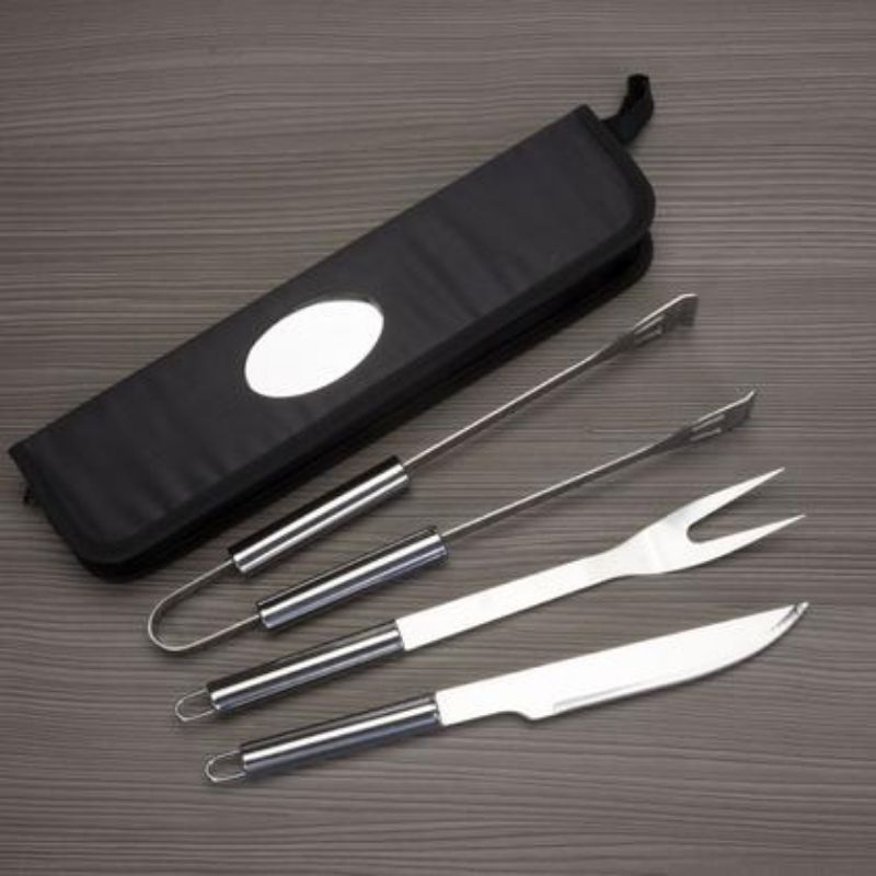 Kit Churrasco 3 Peças em INOX Estojo em Nylon com tiras autocolantes ...