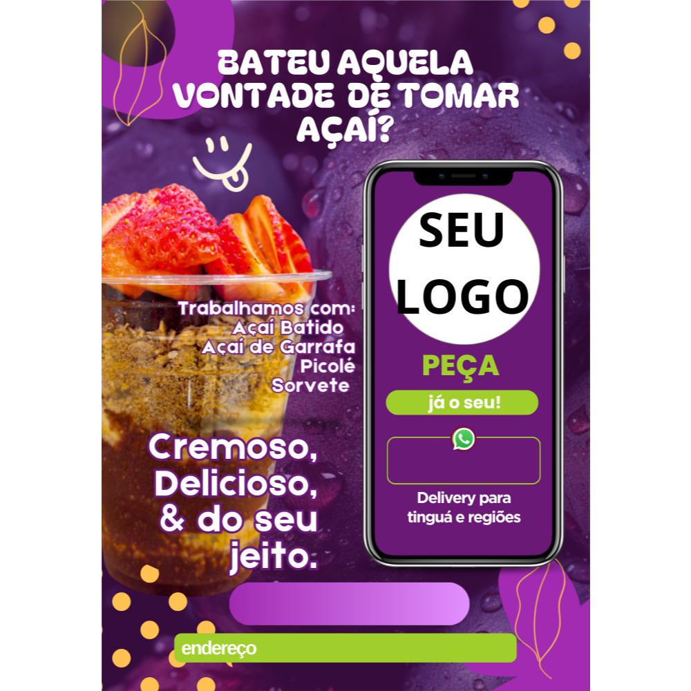 100 panfleto açai+ arte personalizada 10x15 | Shopee Brasil