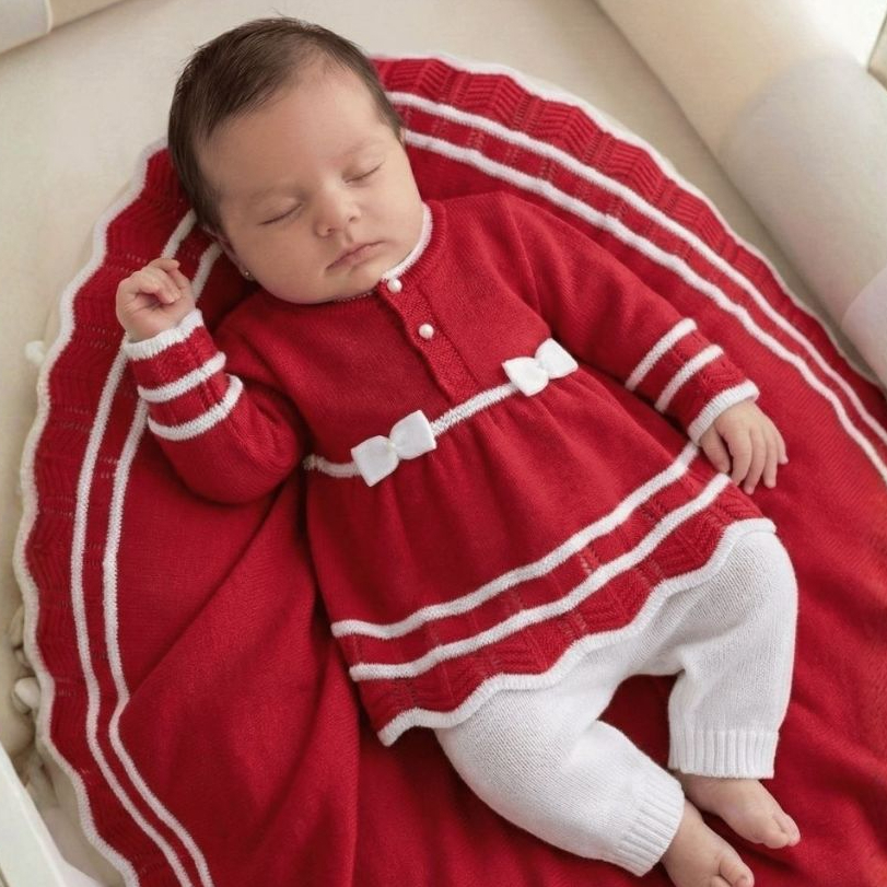 Kit 3 Peças Vestido + Calça + Manta Tricot Premium Antialérgico Recém ...