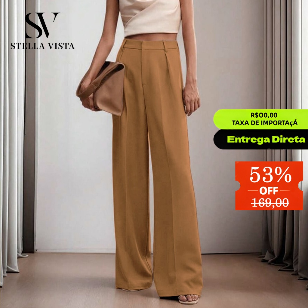 SV Calça Pantalona Feminina Elegante Comprimento Longo | Shopee Brasil