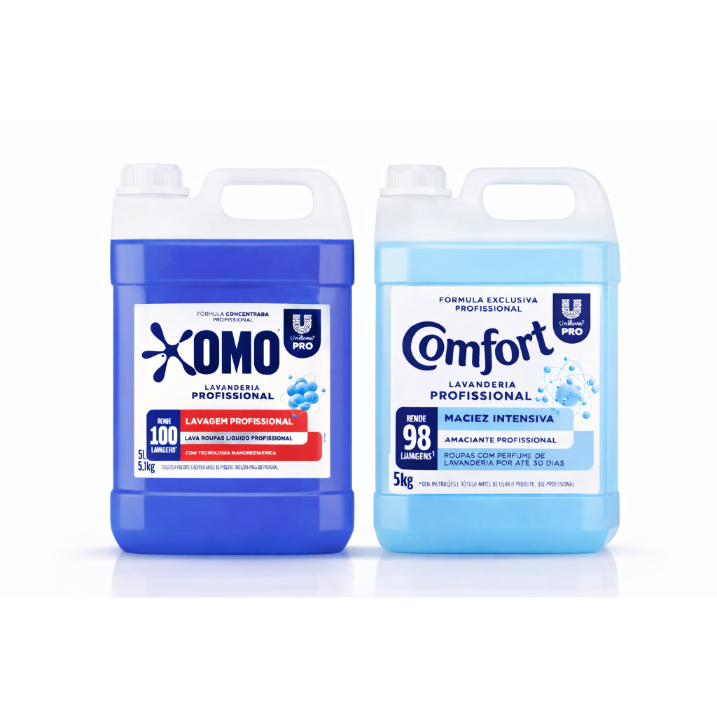 KIT SABÃO OMO + AMACIANTE ROUPAS CONFORT 5L | Shopee Brasil