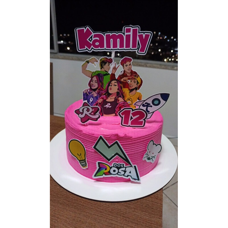 Topo de Bolo Emilly Vick dos Rosas – Rosa Personalizado | Decoração de ...