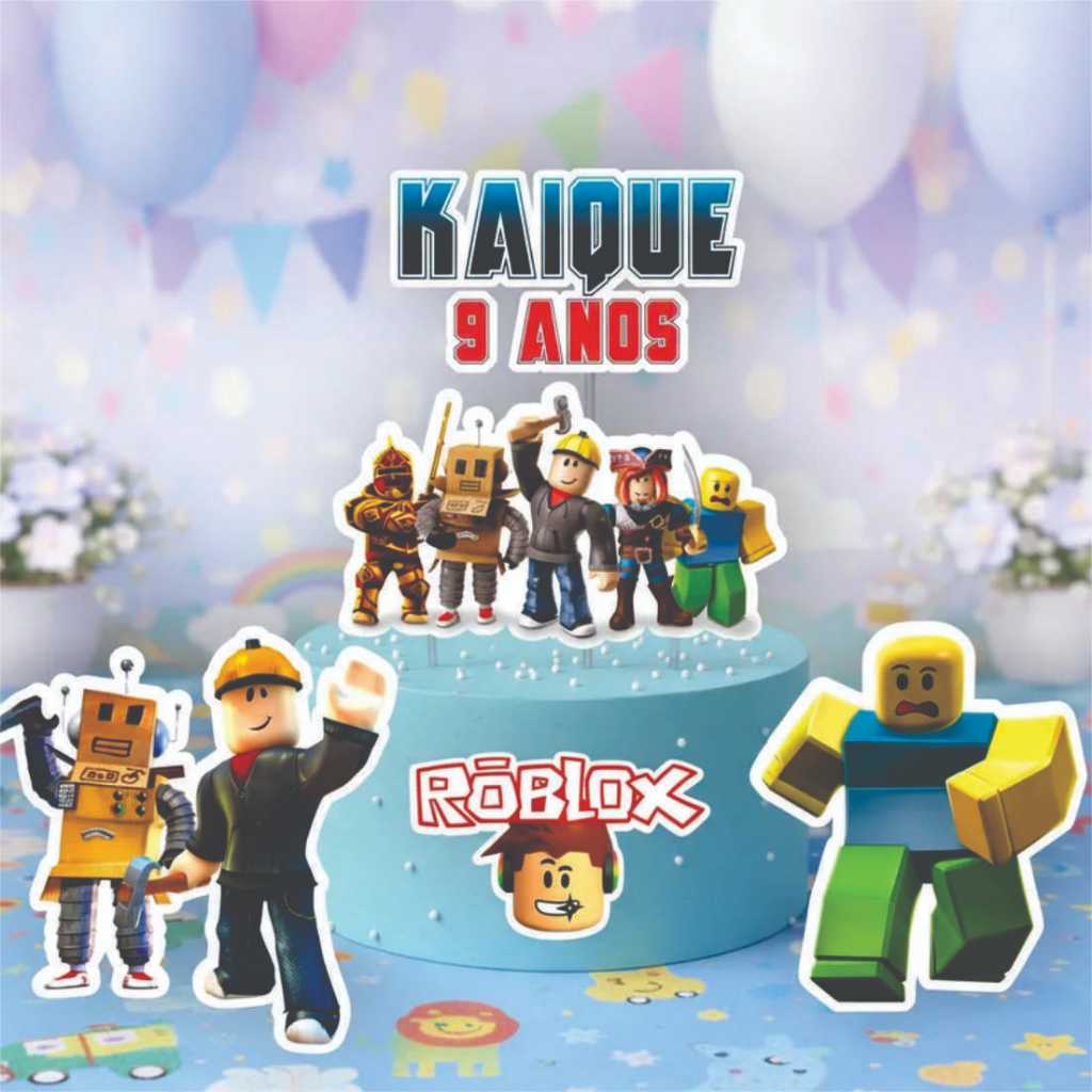 Topper Topo De Bolo Roblox + Displays De Mesa Personalizado | Shopee Brasil