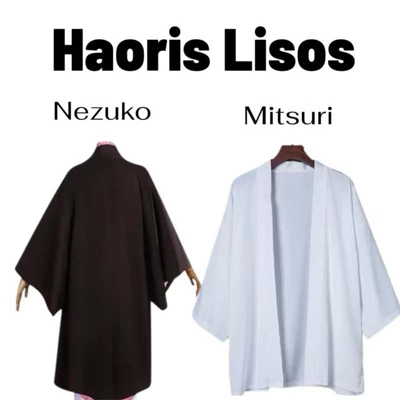 aori Cosplay Demon Slayer Preto e Branco Básico | Kimono Anime Unissex ...