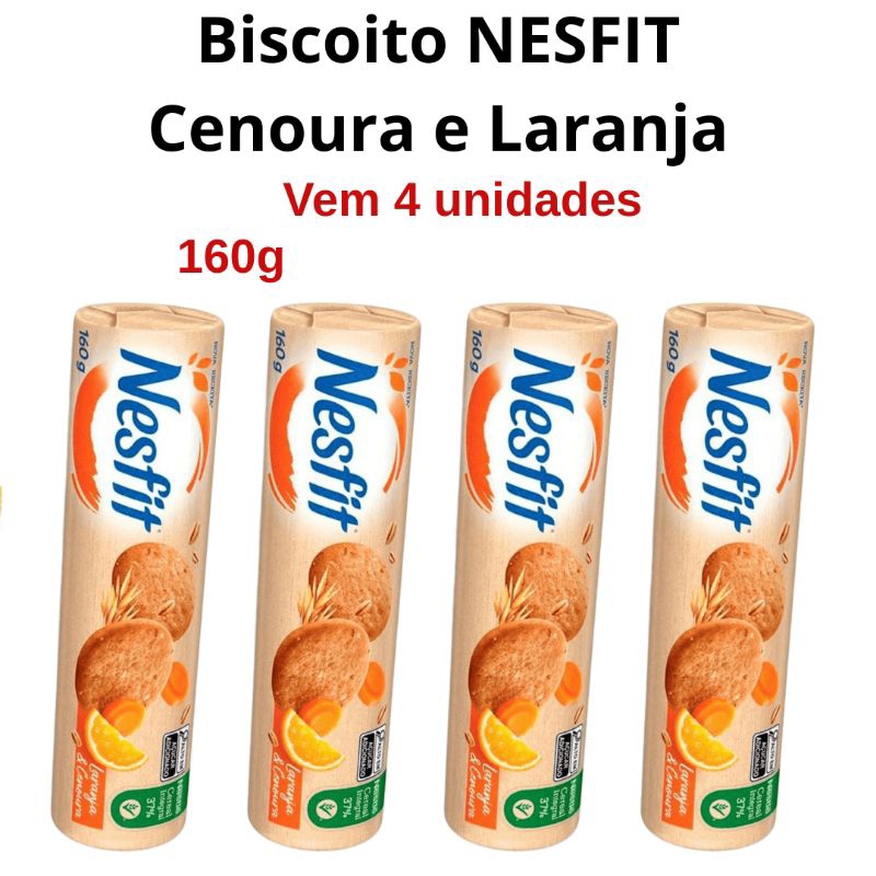 Kit 4 Biscoito Nesfit 160g Biscoito Nesfit Cenoura e Laranja Biscoito ...