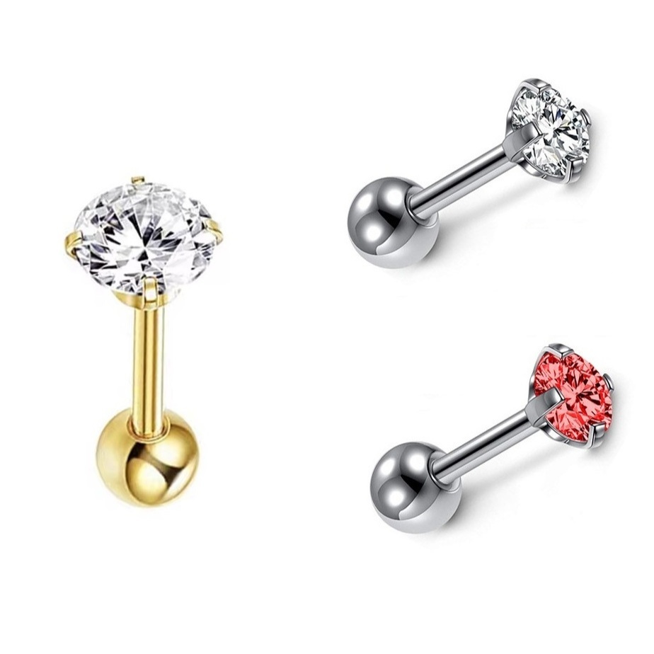 Piercing Microbel Aço Cirúrgico Zircônia Redonda 3mm Helix Flat Conch ...