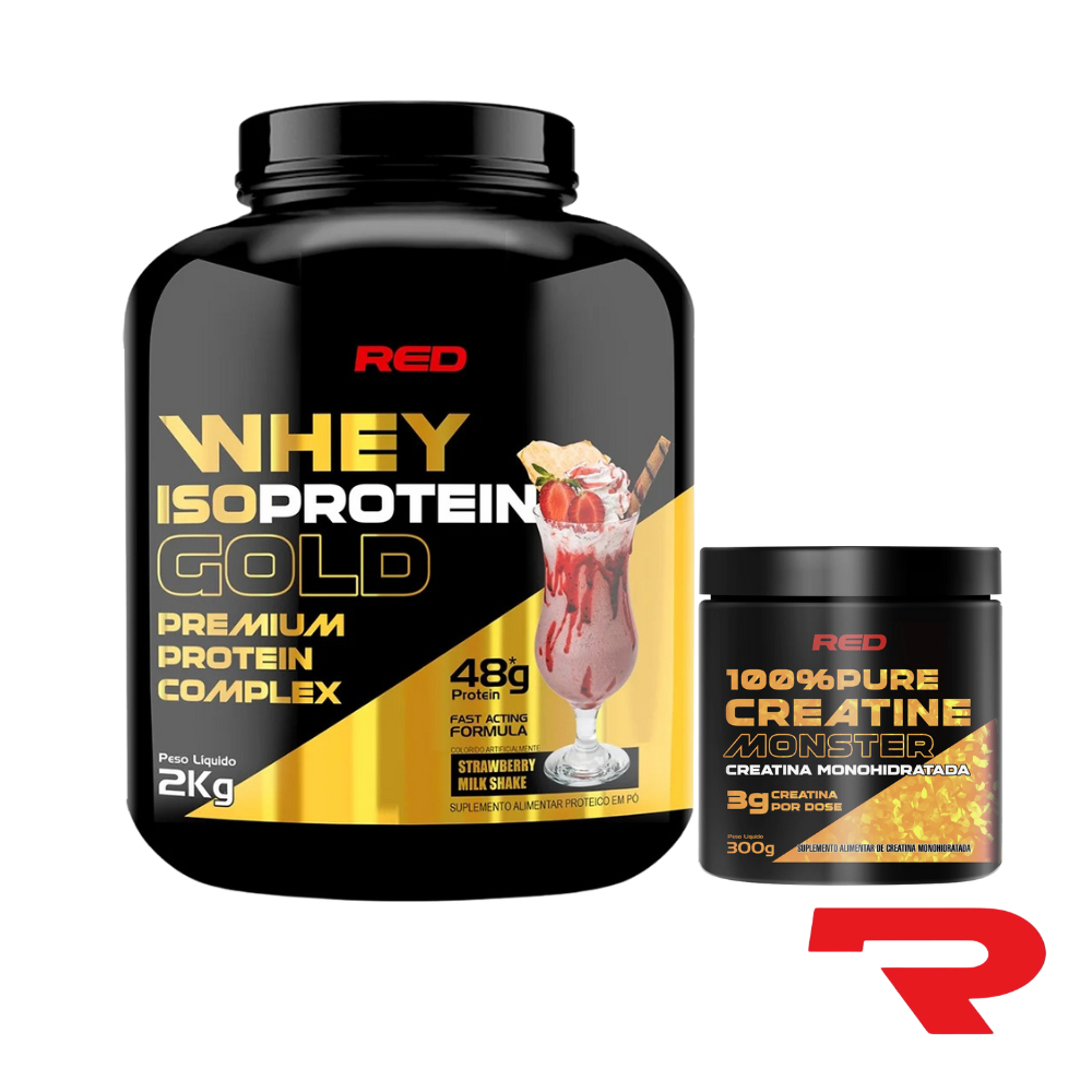 Kit Whey Protein Isolado e Concentrado 2kg Isoprotein Gold + Creatina ...