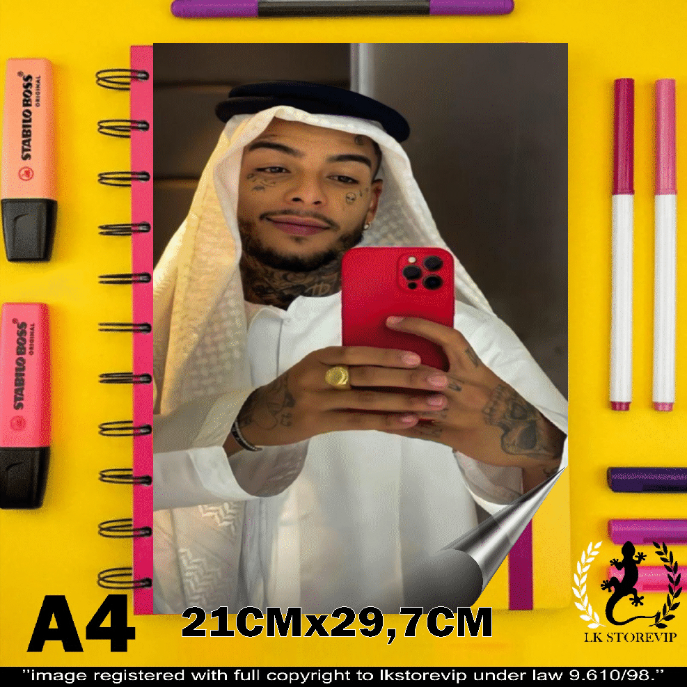 capa de caderno adesivo A4 mc kevin favela mc´s 4k Alta qualidade ...