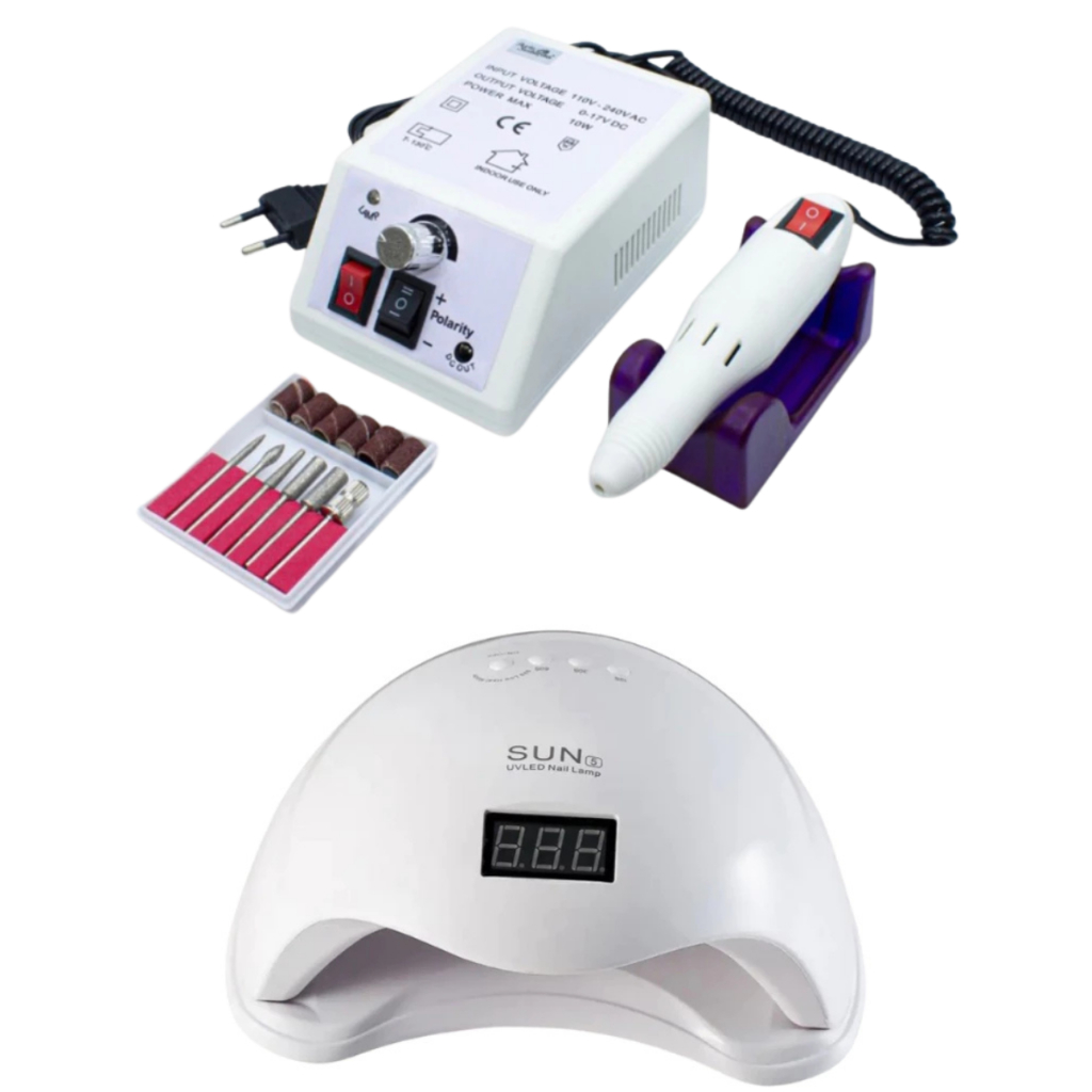 Kit Lixadeira Mercedes 20.000 RPM + Cabine Sun 5 Led Uv 48w Nail ...