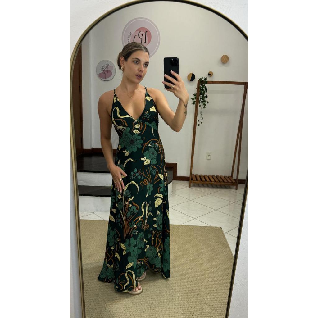 Vestido Longo Estampado Beatrice | Shopee Brasil