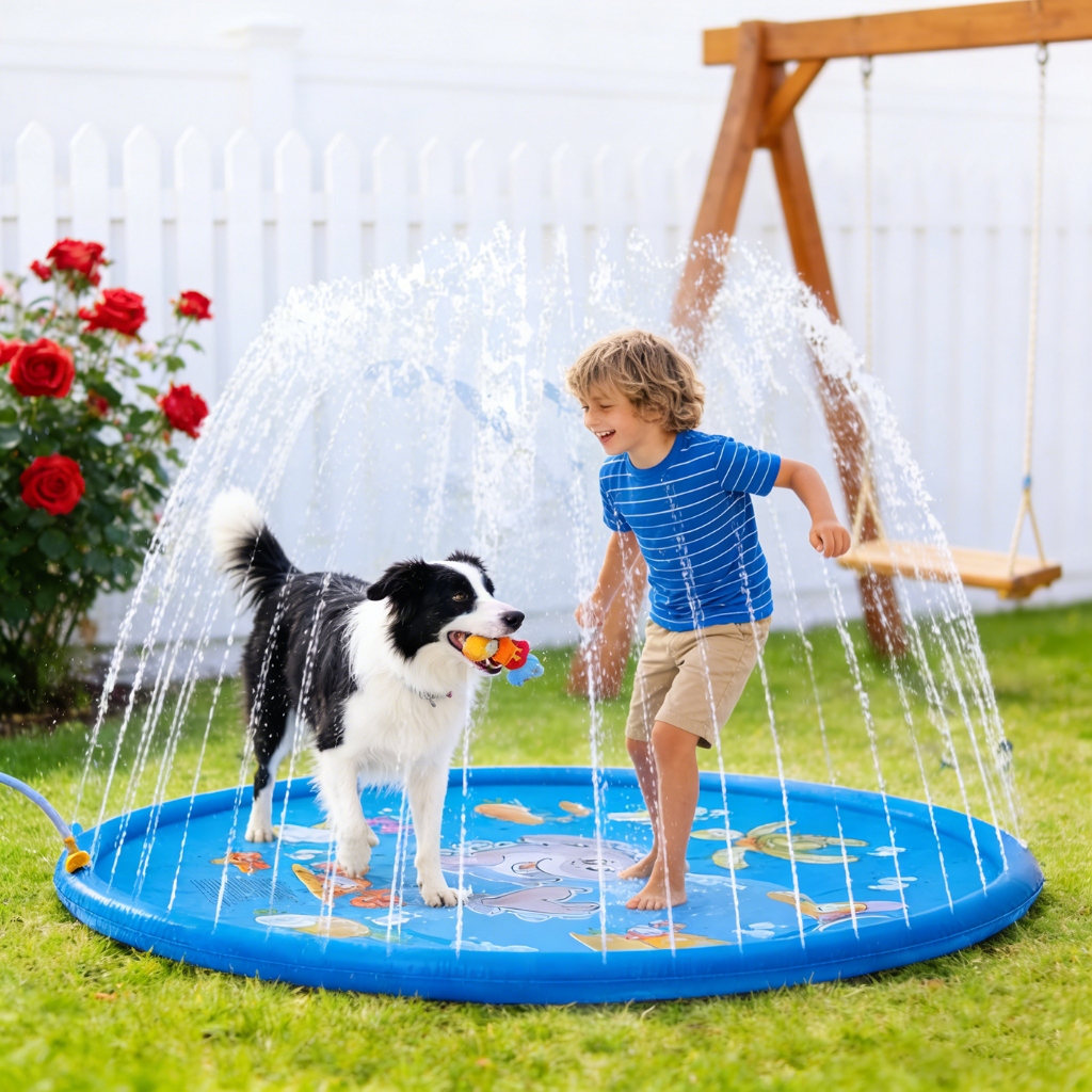 Splash Pad Sprinkler Esteira 170cm Piscina Inflável Pet Infantil 170cm 150cm 100cm | Shopee Brasil