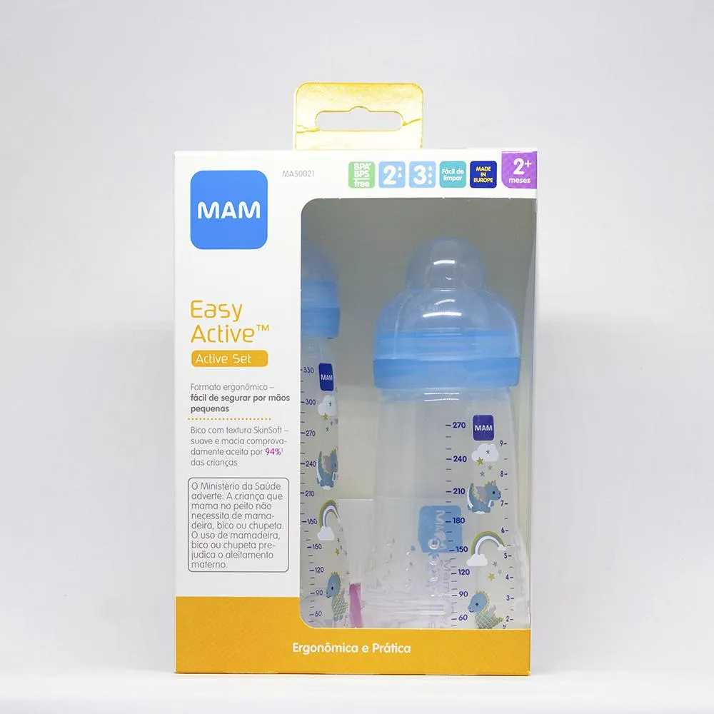 Mam Kit De Mamadeiras Easy Active 270ml + 330ml 2 Unid Azul | Shopee Brasil