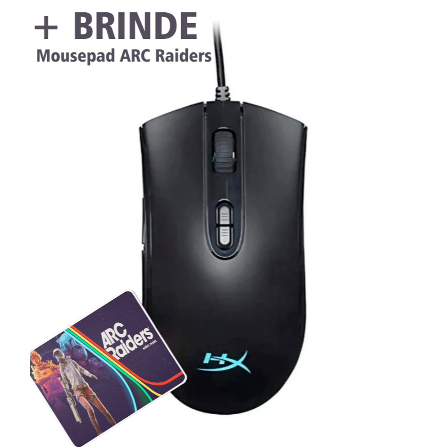 Mouse Gamer Hyperx Pulsefire Core Rgb 7 Botões 6200 DPI + Mouse Pad ARC ...