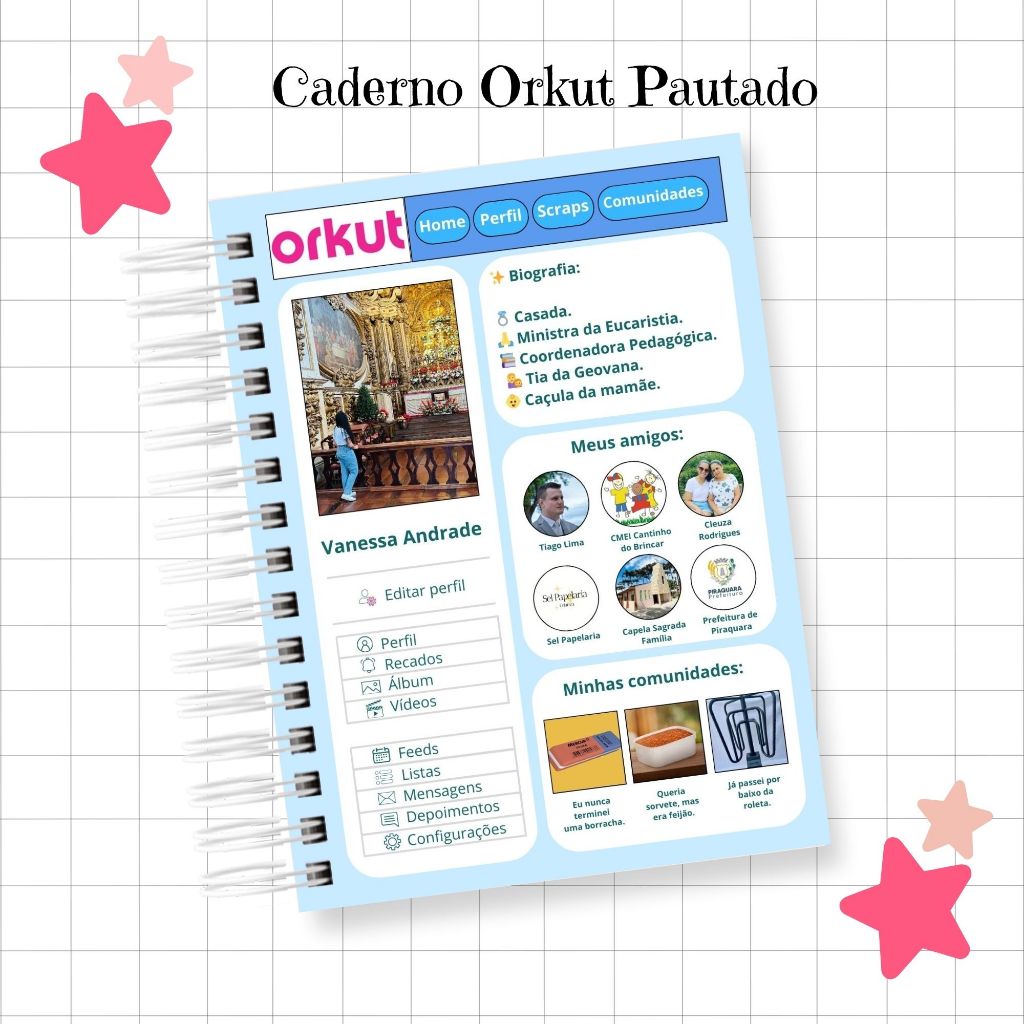 Caderno Orkut Personalizado PAUTADO - 75G - 80 folhas | Shopee Brasil