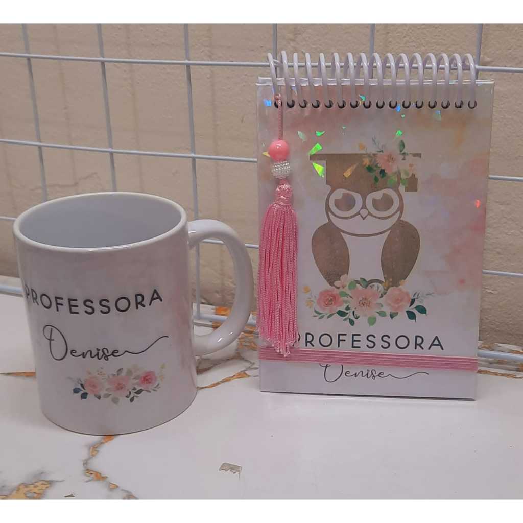 Kit Caneca porcelana + bloco anotações Personalizada Profissões ...