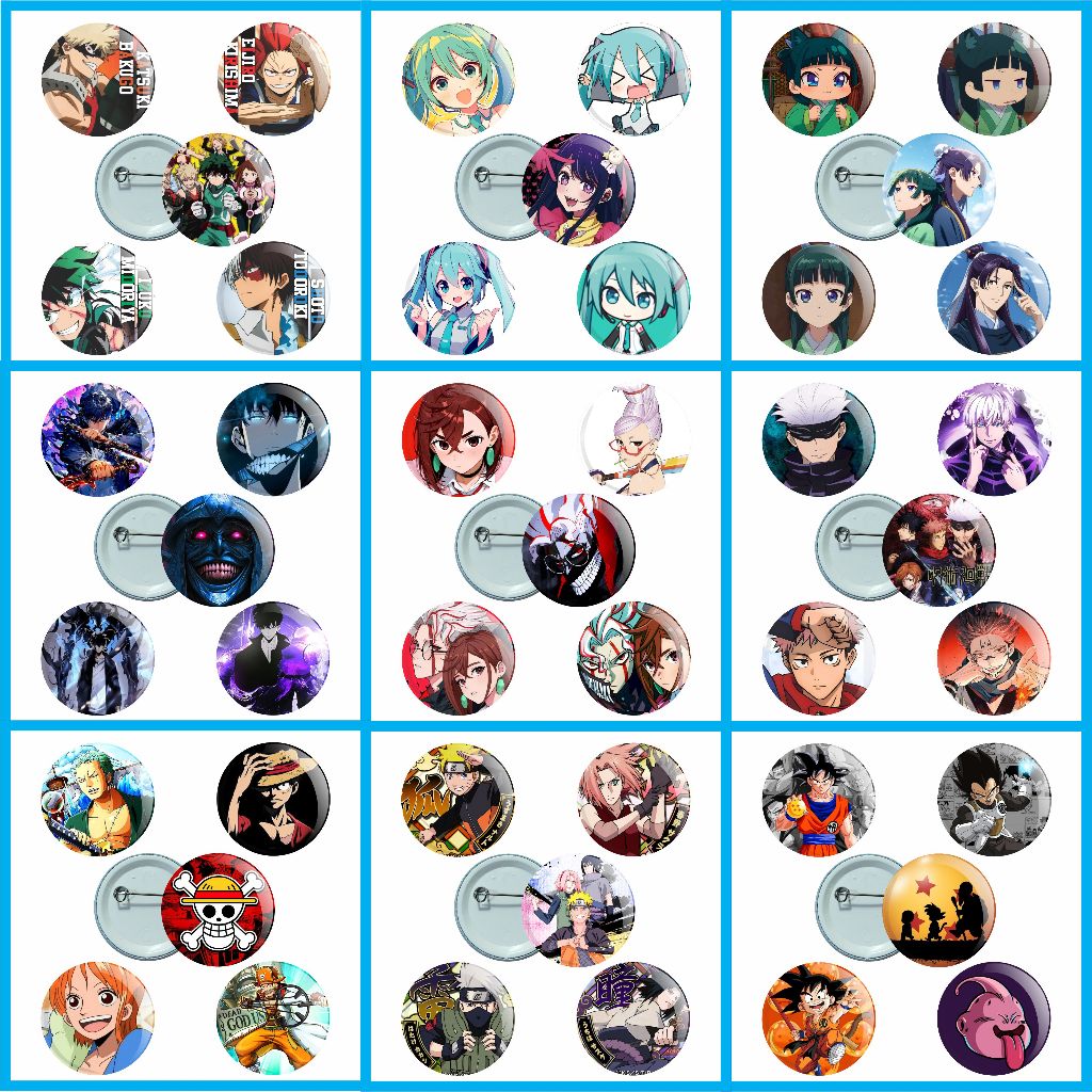 Botons Anime kit 5 botons 3,5cm - Jujutsu kaisen - Haikyuu - Blue Lock ...
