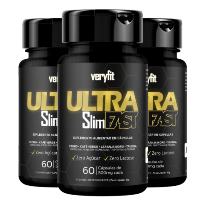 Kit 3 Ultra Slim Fast Café Verde Cromo Psyllium Spirulina 60 Cápsulas ...