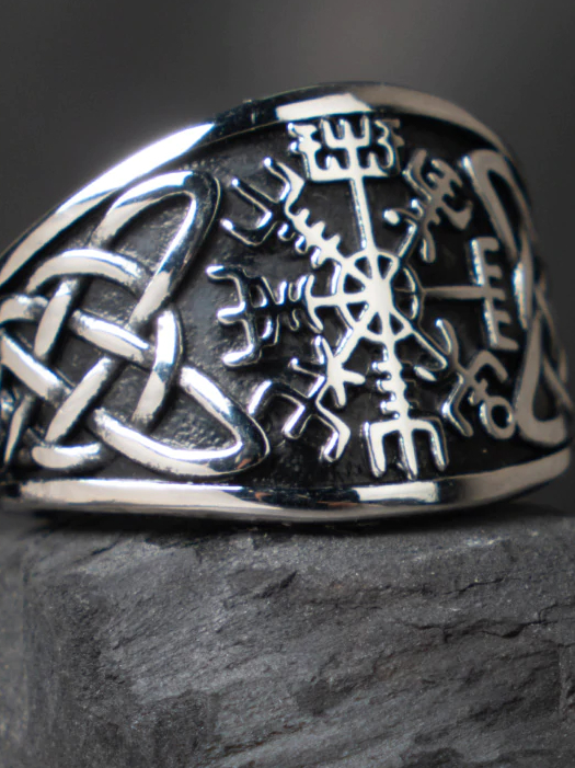 Anel Bússola Ouroboros Viking Nórdicos Vegvisir Aço Inox | Shopee Brasil