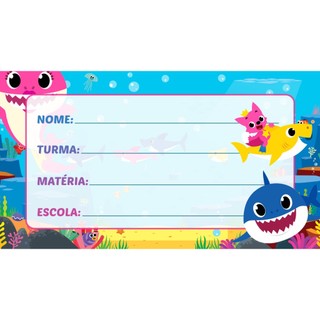 20 Etiqueta Escolar - BABY SHARK 2025 KIT COM 20 ADESIVOS ESCOLAR DO ...