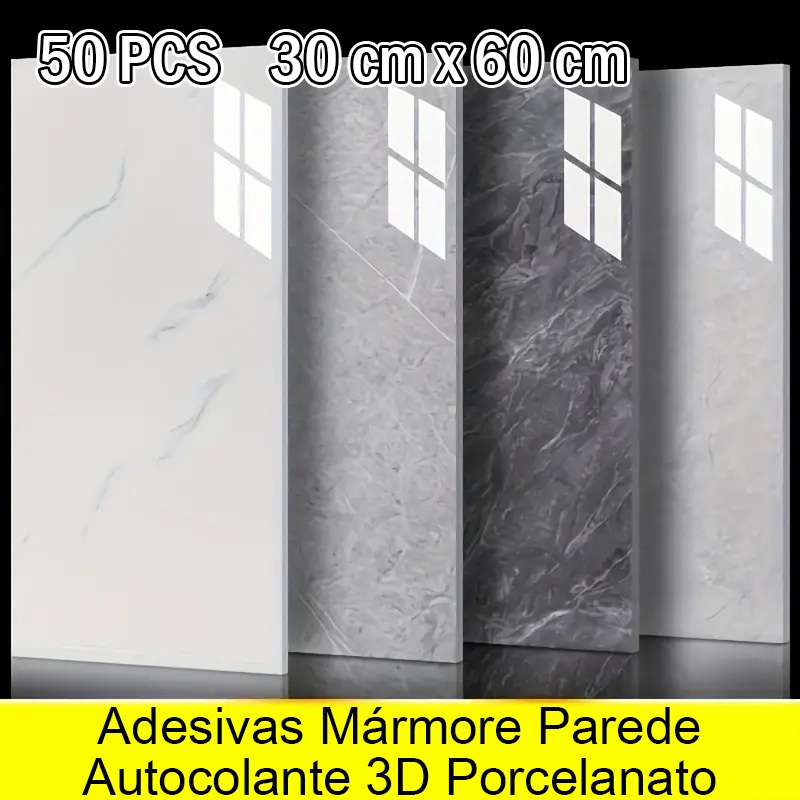 Kit 40 Placas Adesiva Mármore 3D Painel Revestimento Autocolante Para ...