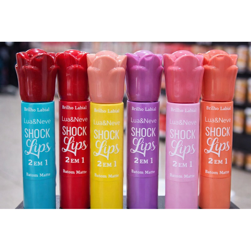 Batom Shock Lips Lua & Neve 2 em 1 Matte e Brilho Labial Cores Variadas ...