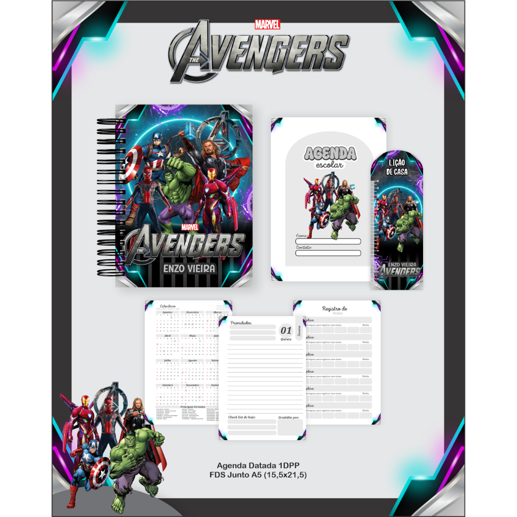 Agenda Escolar Personalizada Vingadores | Shopee Brasil