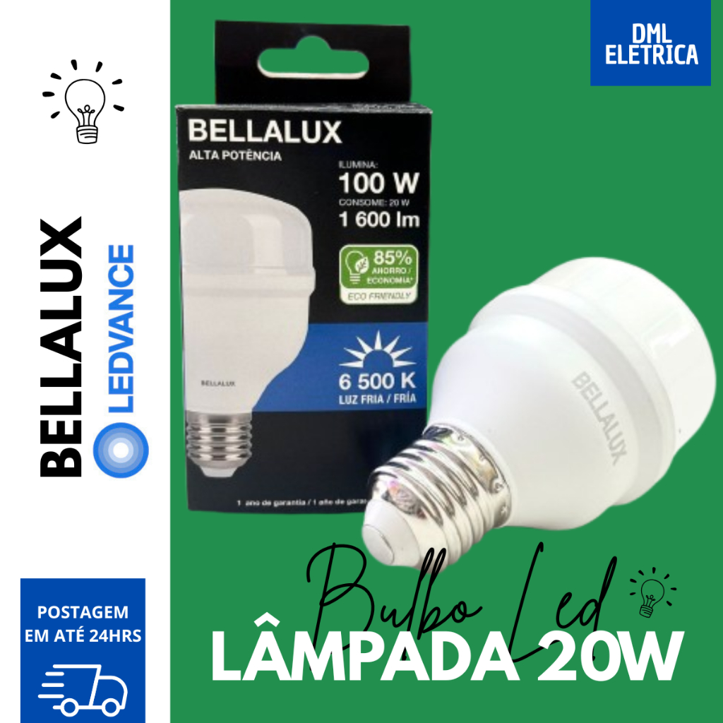 Lampada Bulbo Led 20w Luz Branca Fria 6500k Bivolt Bellalux Ledvance ...
