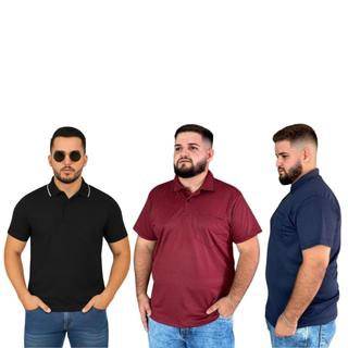kit 3 Camiseta Polo Pique Poliester Com Bolso Manga Curta | Shopee Brasil