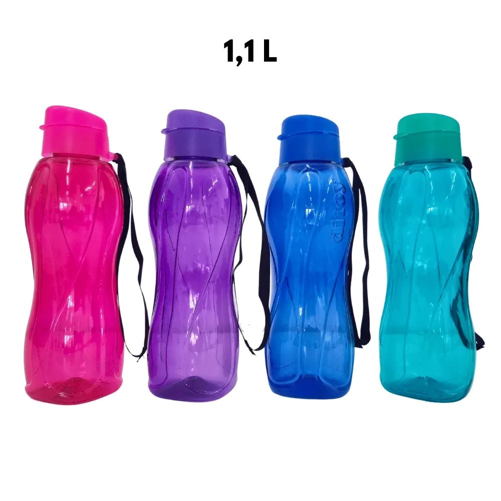 KIT 2 Garrafas de Água Squeeze PET 1 Litro Mônaco Colorida Lisa | Tampa ...