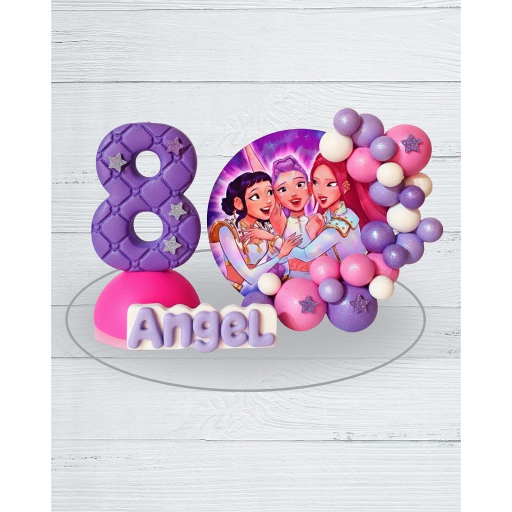 Vela Biscuit Personalizada Kpop Guerreiras Huntrix Topo de Bolo Estrela ...