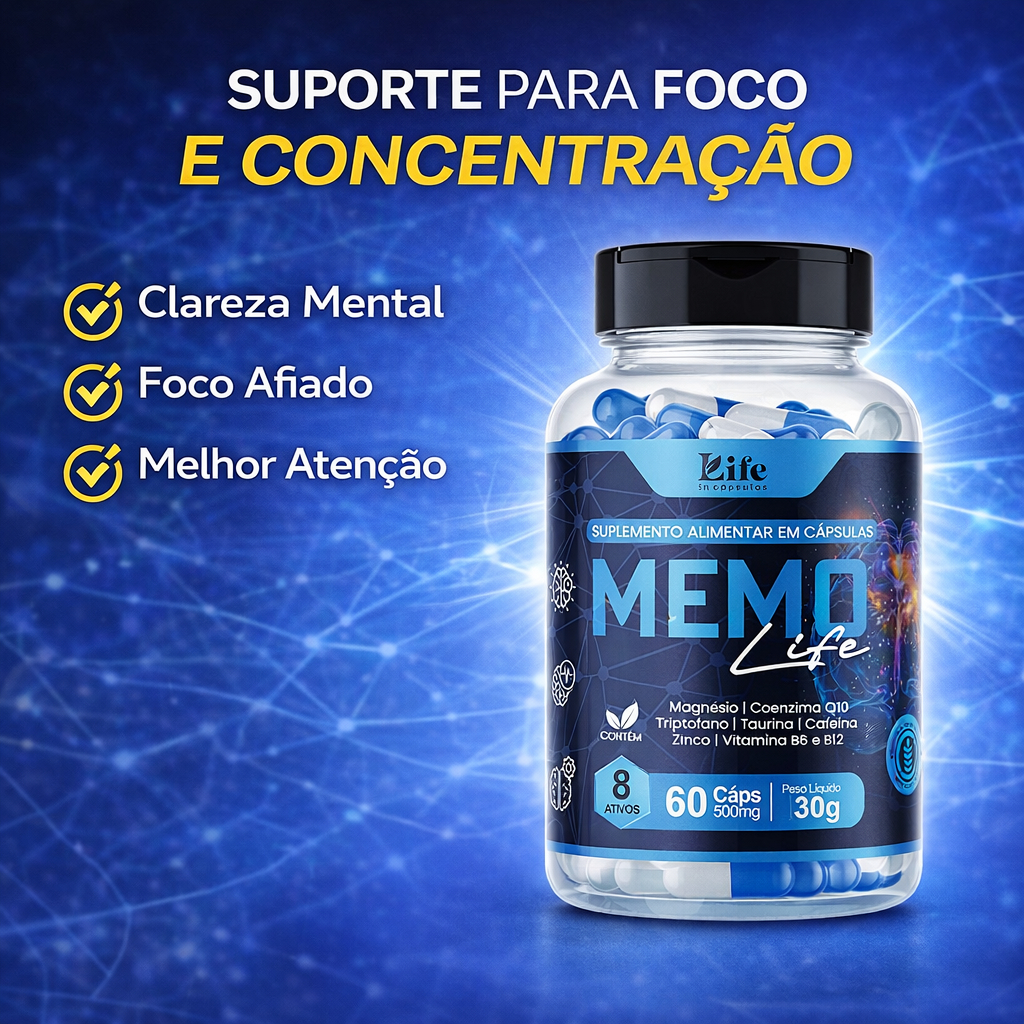 Kit Memo Life - 60 Cápsulas cada Pote – Memória, Energia, Foco ...