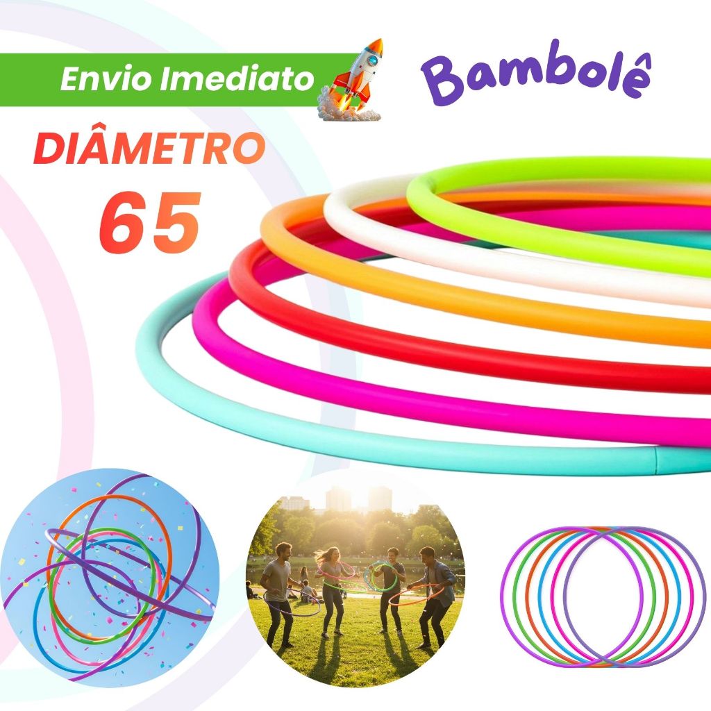Kit 6/12 Bambolê Arco Reforçado 16mm Colorido Exercícios Recreações ...