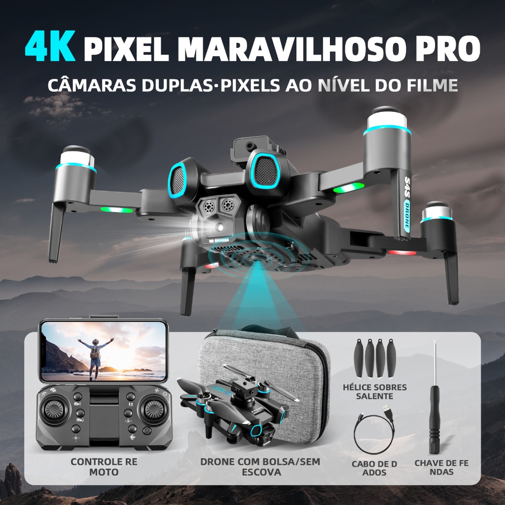 [GENAI] S4S Drone Profissional 4K, Câmera Dupla, Controle Remoto ...