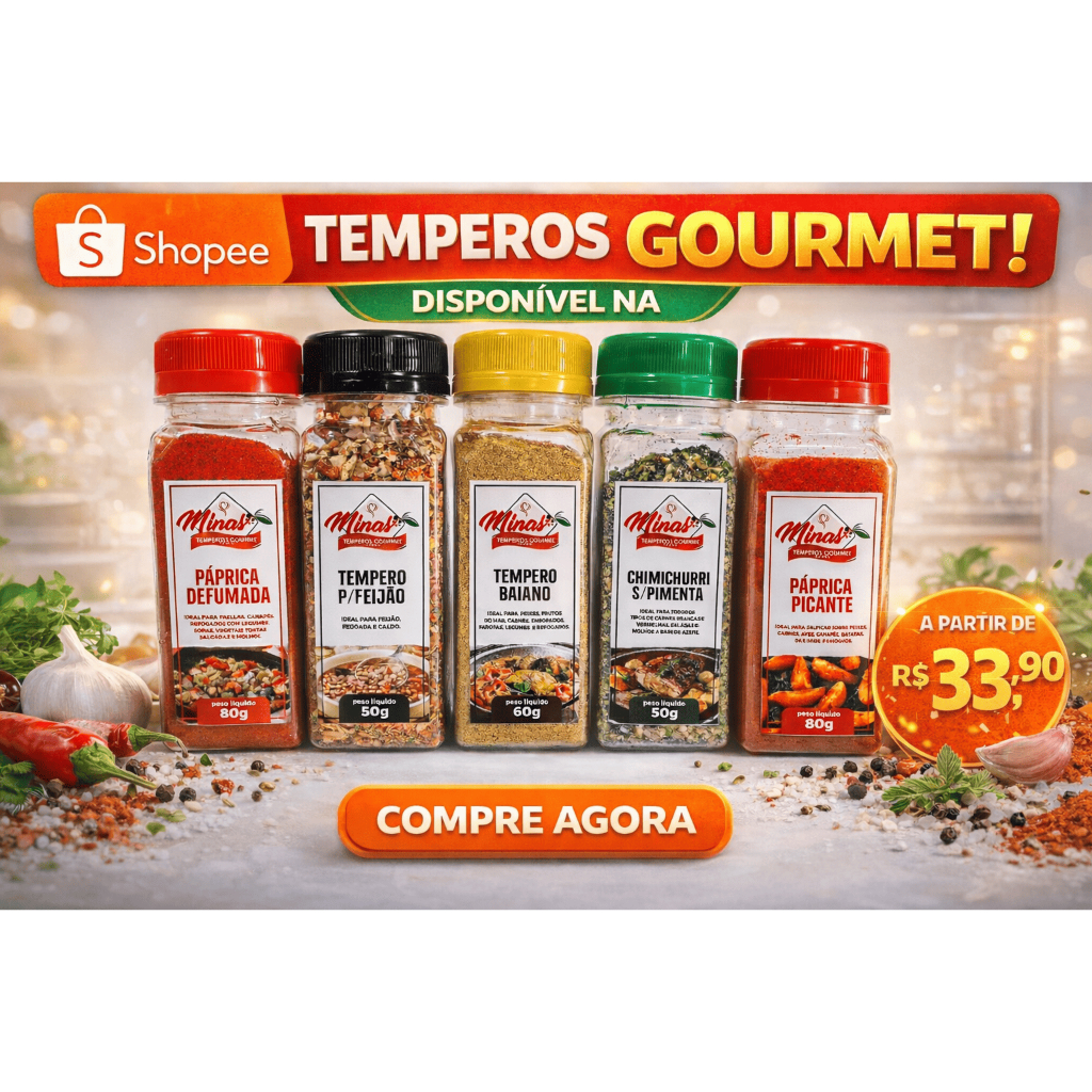 Kit 5 Temperos Gourmet – Páprica Defumada, Páprica Picante, Chimichurri, Tempero Baiano e Feijão ...