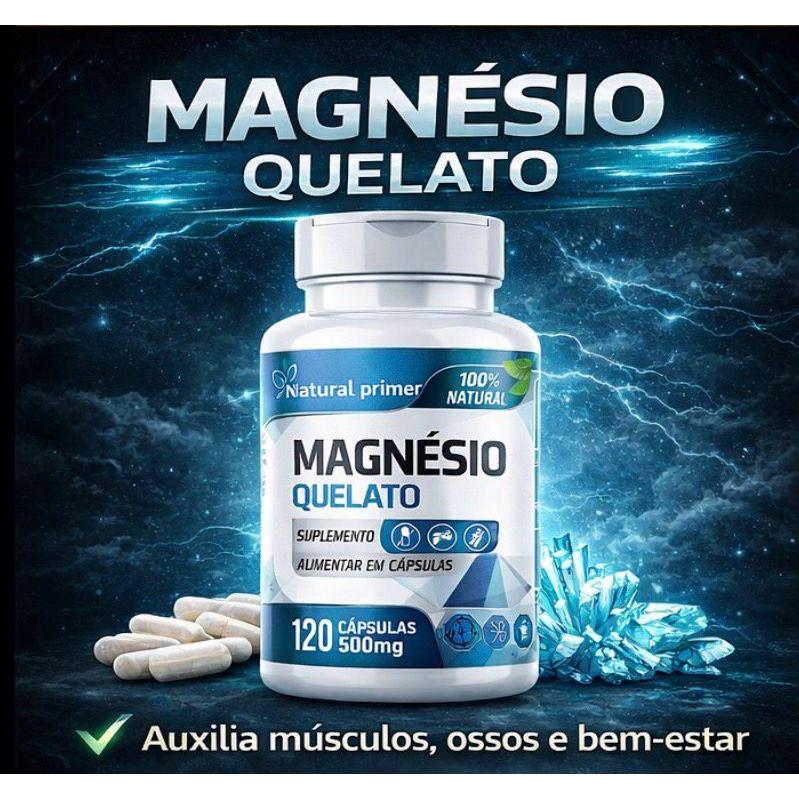 NATURAL PRIMER - MAGNESIO QUELATO - 100% NATURAL - 120 CAPS 500MG ...