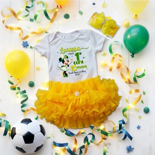 BODY BEBÊ PERSONALIZADO COM NOME MINHA PRIMEIRA COPA DO MUNDO OU KIT ...