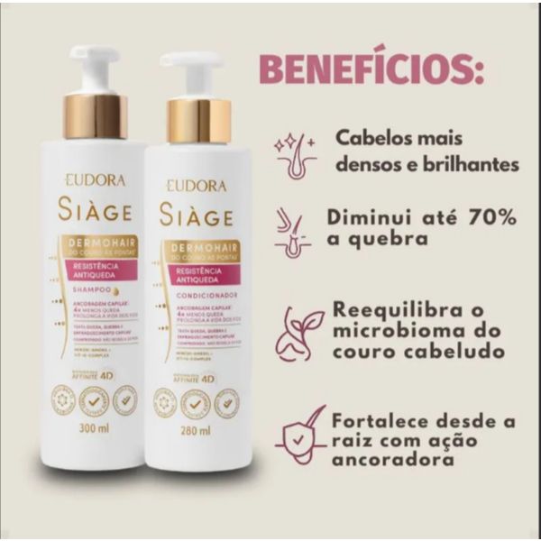 Shampoo e Condicionador Antiqueda Siàge Dermo Hair Resistência 300ml ...
