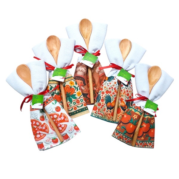 Lembrancinha Pano de Prato e Colher de Pau 26cm Festa das Nações Vários ...