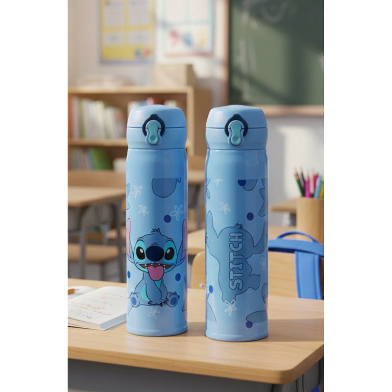 Garrafa Térmica Stitch Disney 400ml Azul Infantil Escola Lilo e Stitch ...