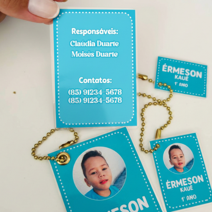Kit 3 Tags Chaveiro de Identificação Escolar Personalizada Infantil com ...