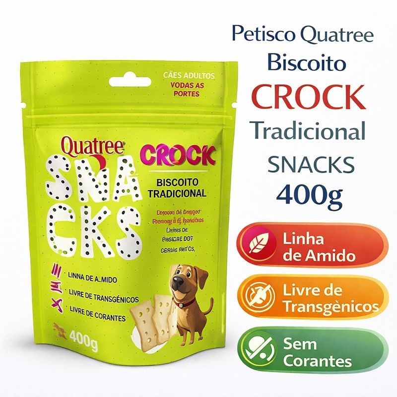 Petisco Quatree Biscoito Crock Tradicional Snacks 400g | Shopee Brasil