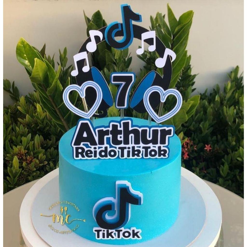 Topo/topper de Bolo Personalizado Tik tok | Shopee Brasil
