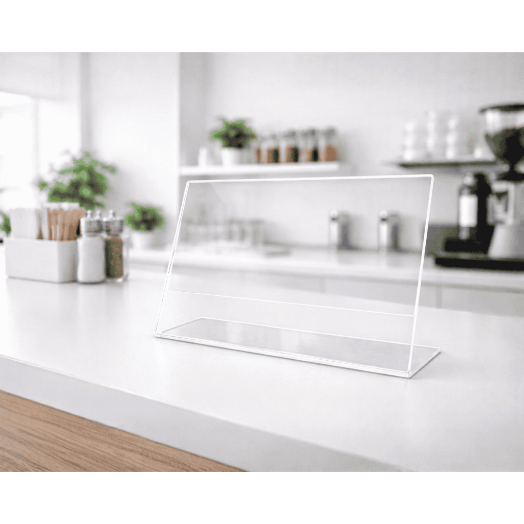 Kit Display Acrilico ps A5 21x15 Horizontal L Expositor Cardapio Mesa ...