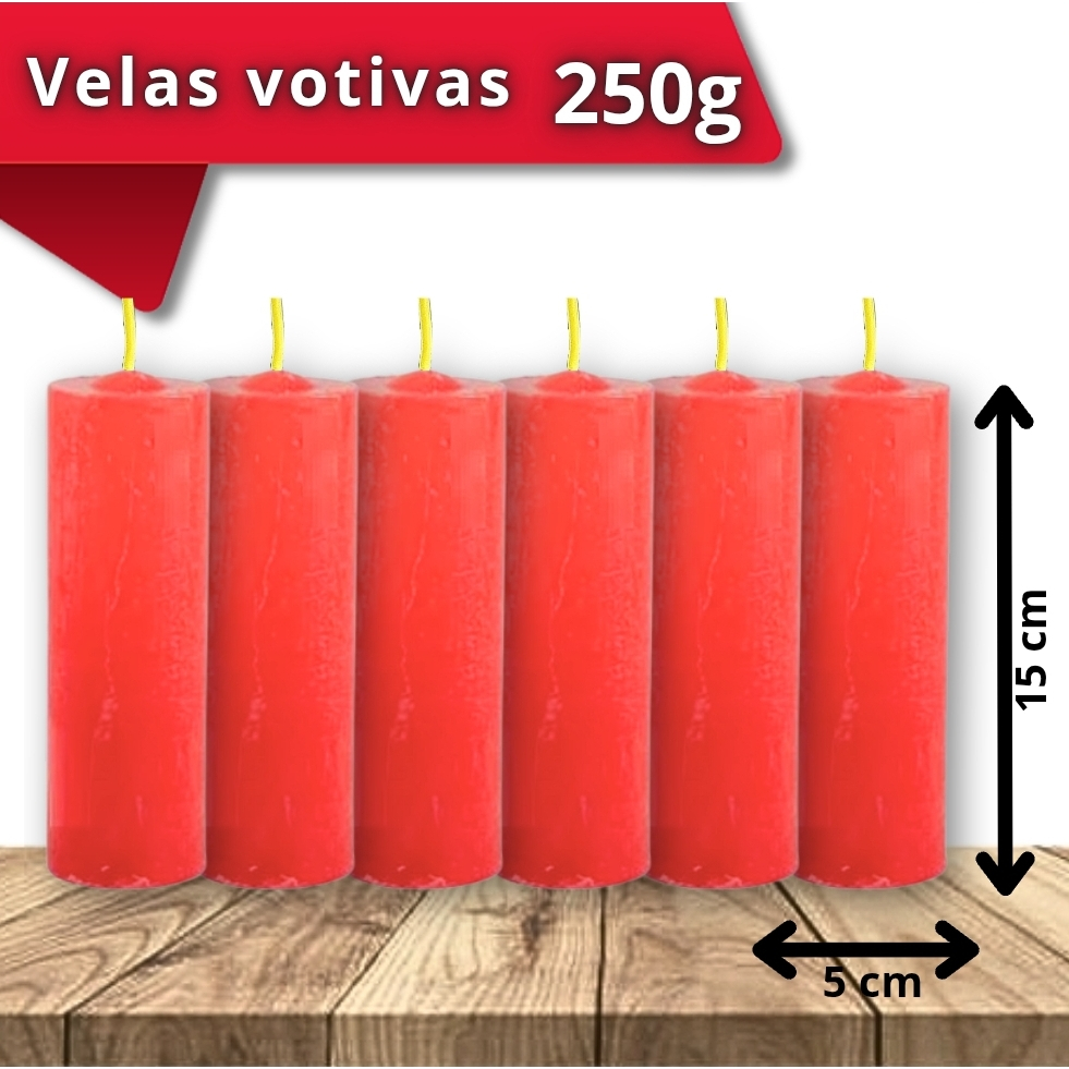 Vela Votiva de 7 Dias Vermelha 250g Caixa Com 6 Unidades | Shopee Brasil