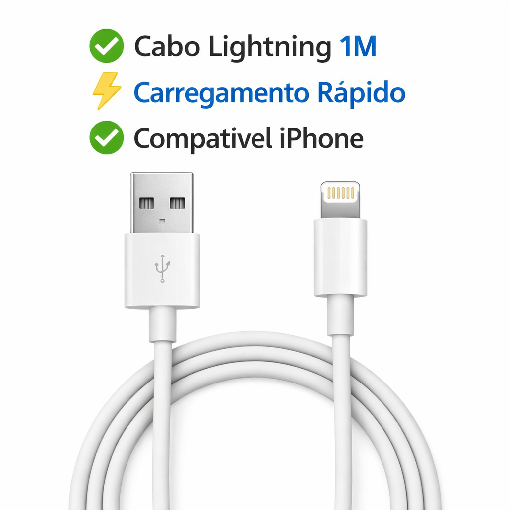 Cabo De iPhone USB (Cabo de 1 Metro) | Shopee Brasil