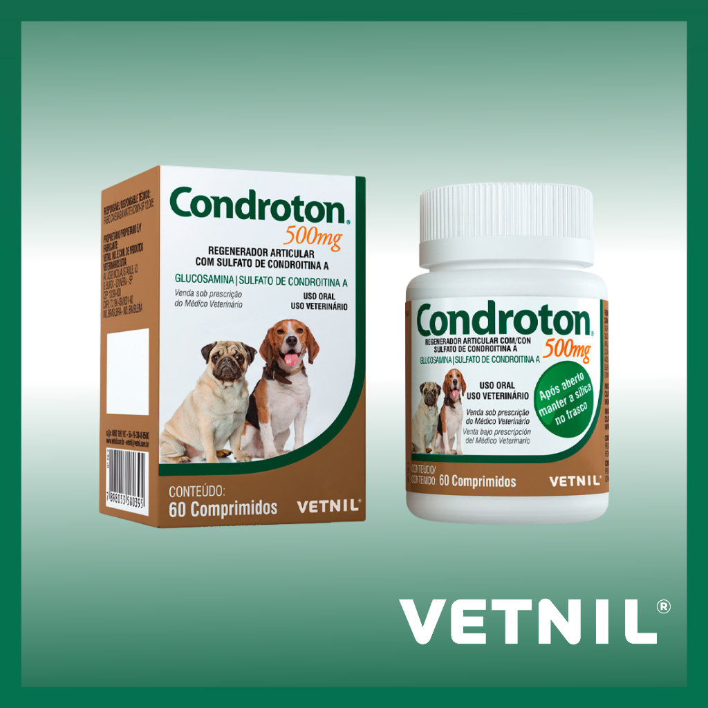 Regenerador Articular Vetnil Condroton Condroitina 500Mg para Caes e ...