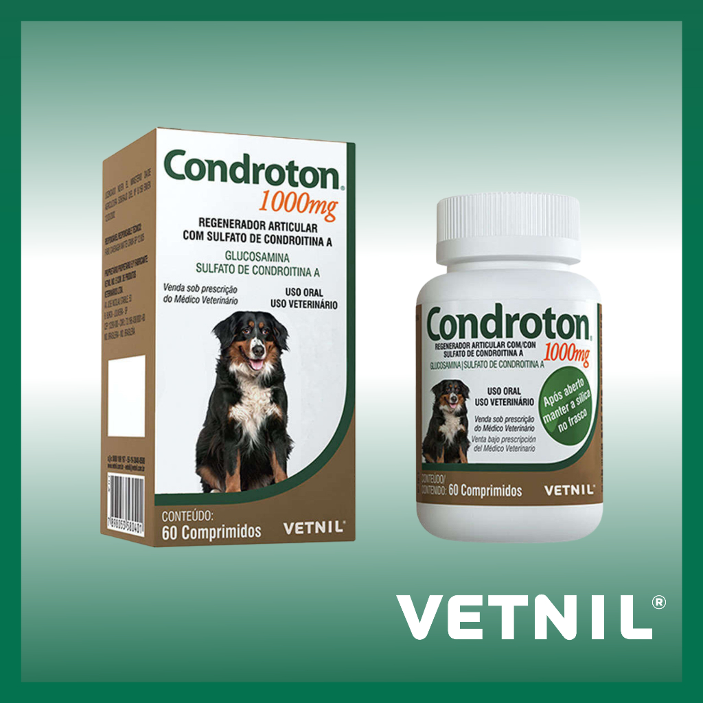 Condroton 1000mg Regenerador Articular Vetnil Com 60 Comprimidos para ...