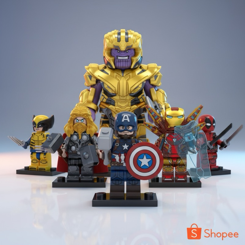 LEGO compatível - Marvel Vingadores - Deadpool Thanos Iron Man Capitão ...